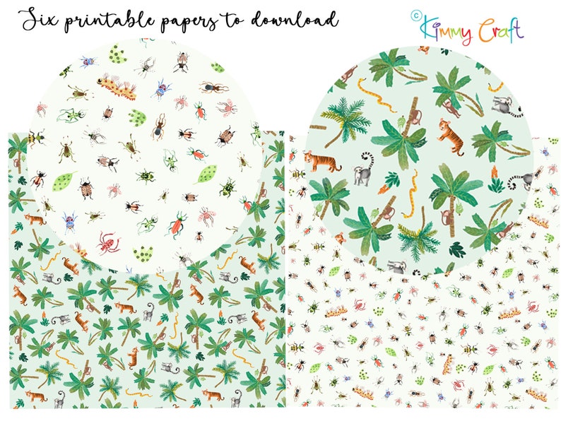 Six Paper Designs to Download - Jungle, Insects, Dogs and Tiger Jungle ...