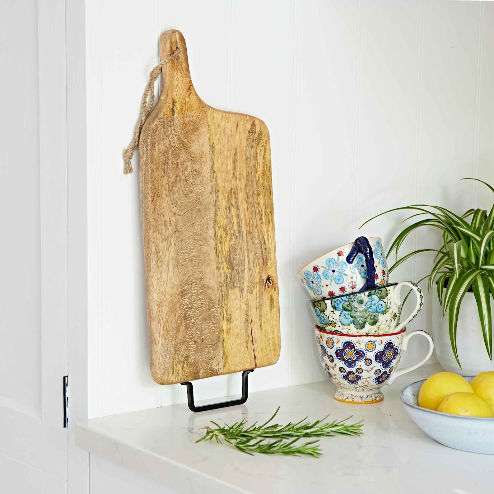 Handmade Mango Wood Chopping Board: Rustic Serving Tray With Metal ...