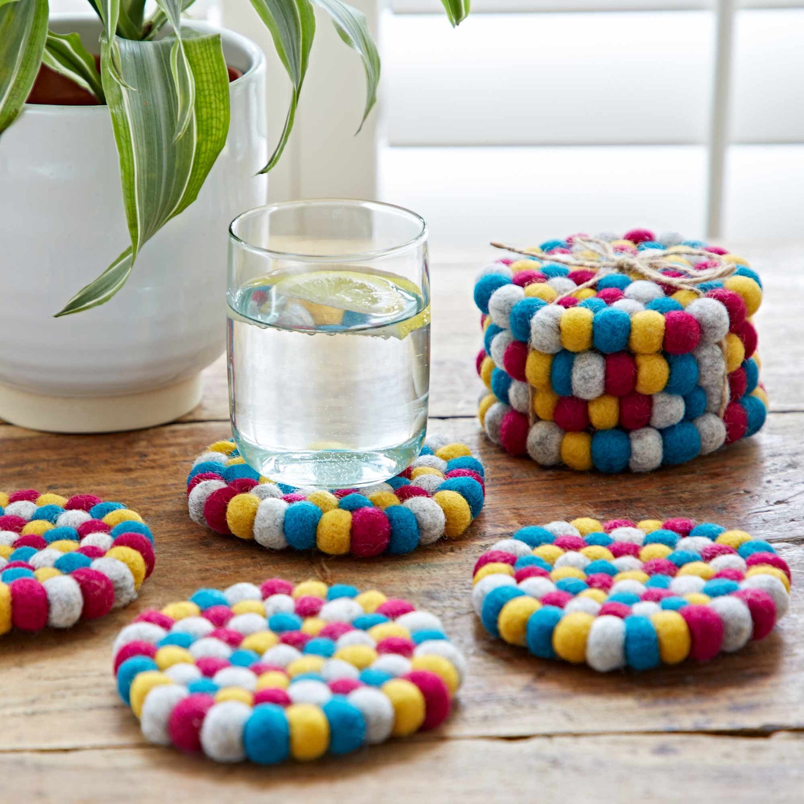 Set of 4 Handmade Felt Ball Coasters - Quirky Drink Mats - Etsy