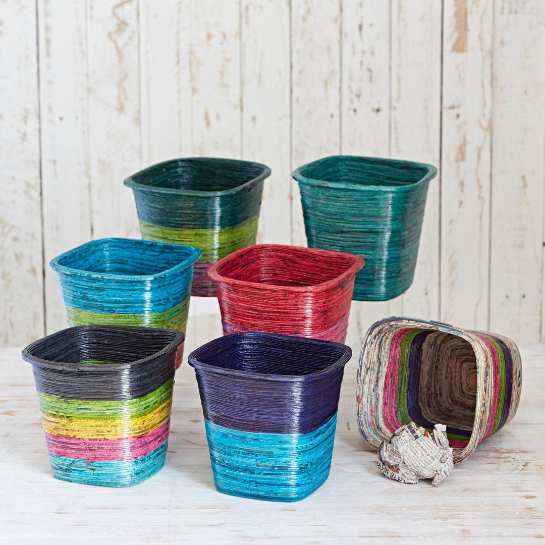 Recycled Newspaper Waste Paper Basket Waste Paper Bin Sustainable Waste ...