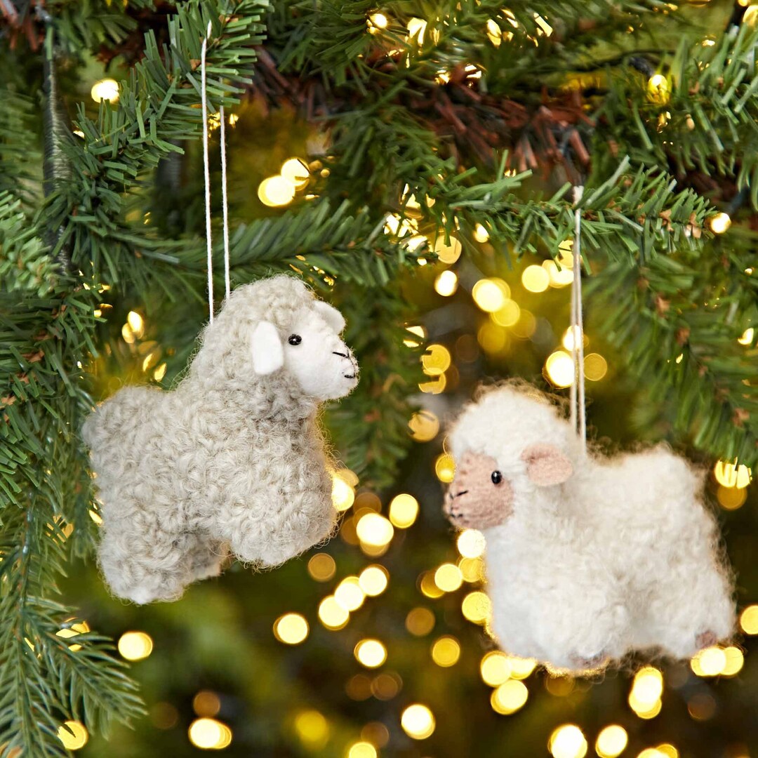 Felt Sheep Christmas Decoration - Felted Ornament - Wool Christmas ...