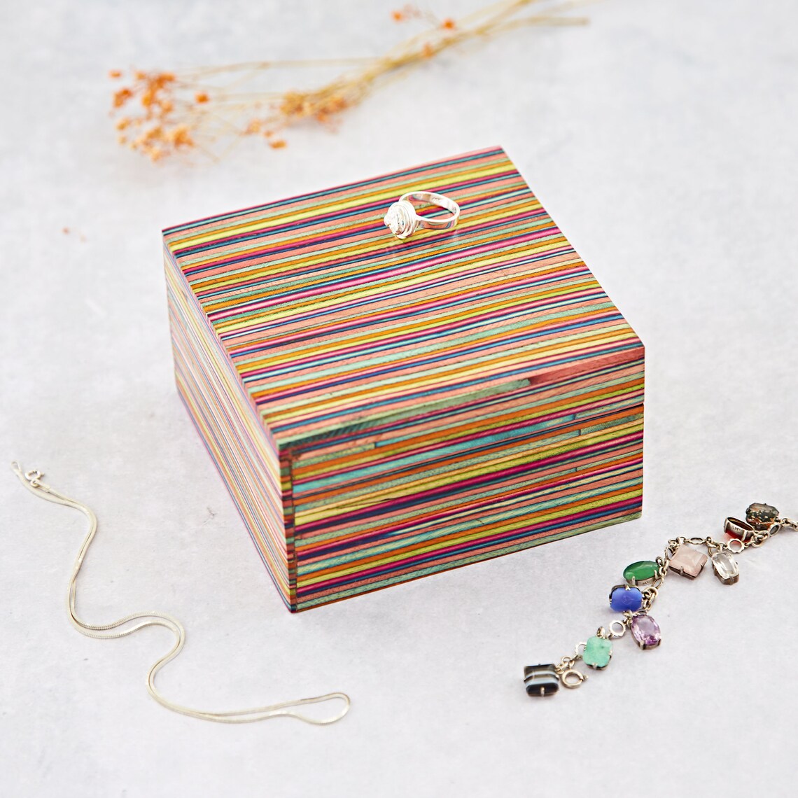 Multicoloured Mango Wood Trinket Box Jewelry Box Keepsake - Etsy