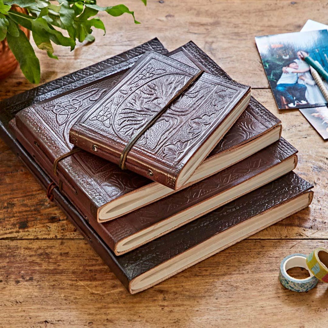 Embossed Leather Tree of Life Photo Album: Handmade Khadda Paper ...