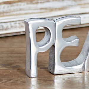 Recycled Metal PEACE Sign - Free Standing Metal Letters - Shelf Sign ...