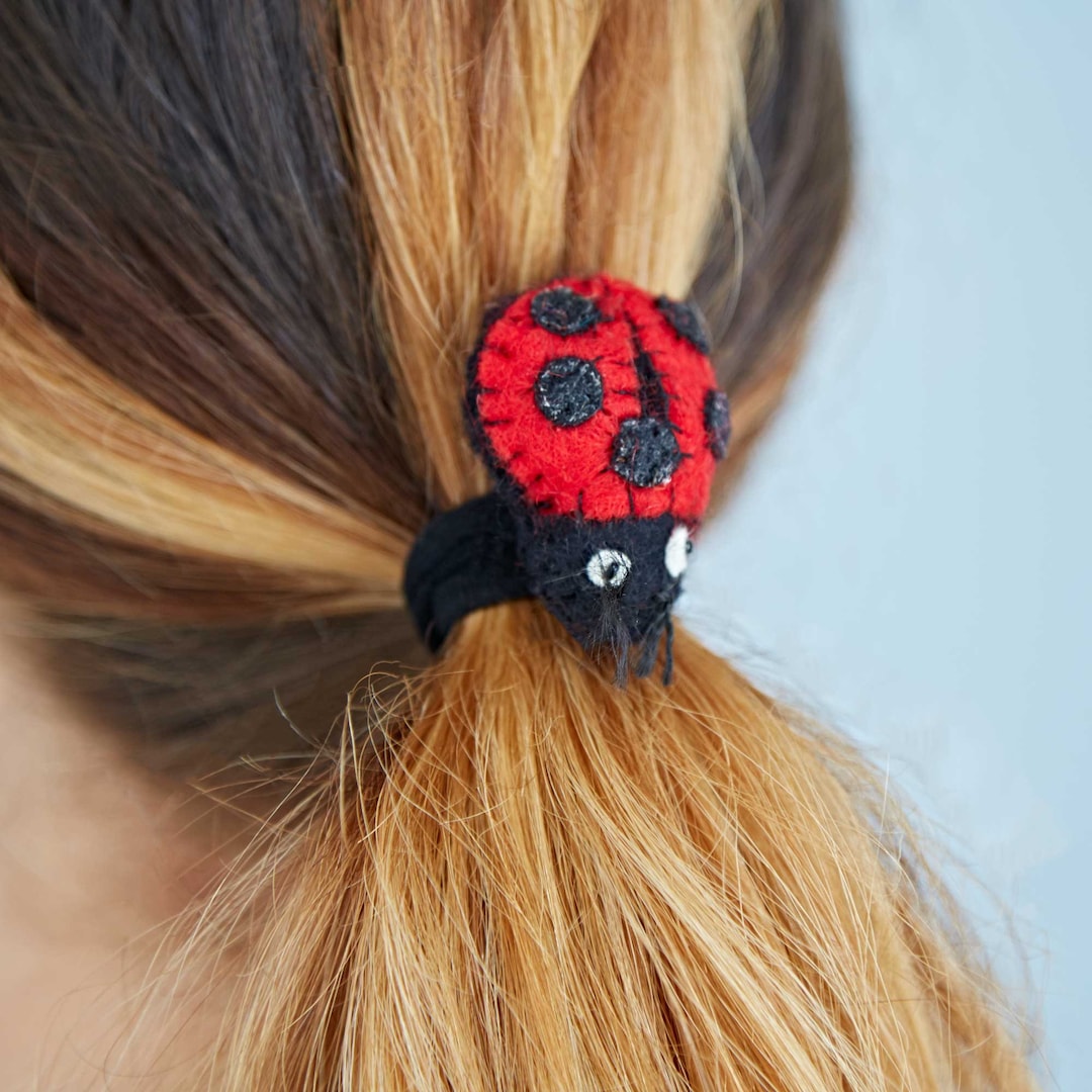 Felt Ladybird Hair Tie: Handmade Merino Wool Hair Bobble - Etsy