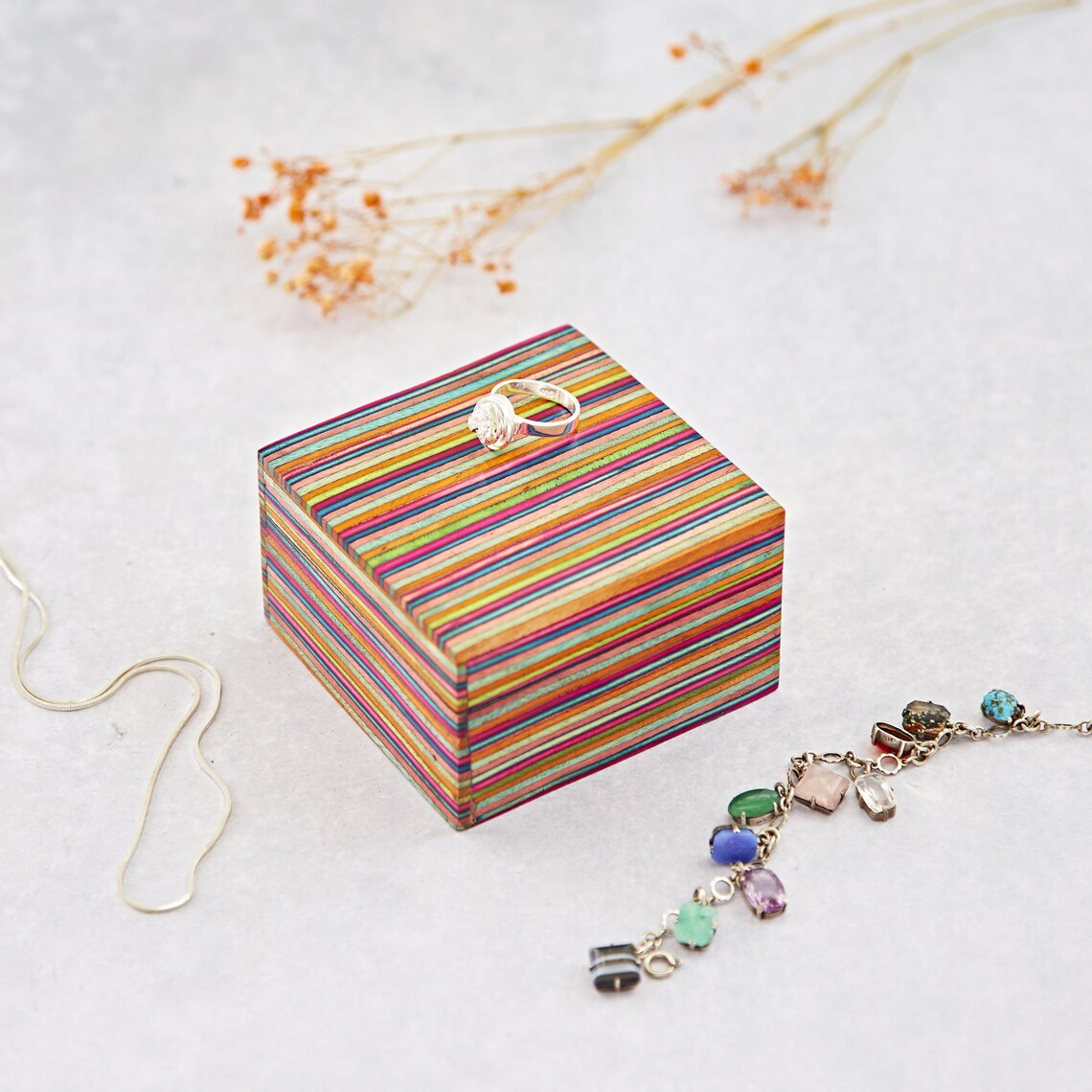 Multicoloured Mango Wood Trinket Box Jewelry Box Keepsake - Etsy