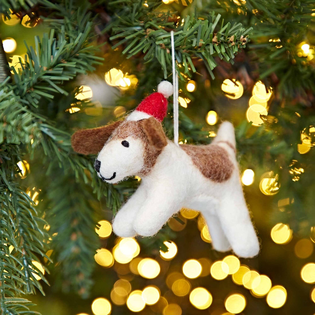 Felt Christmas Fido Dog Hanging - Felted Ornament - Wool Christmas ...