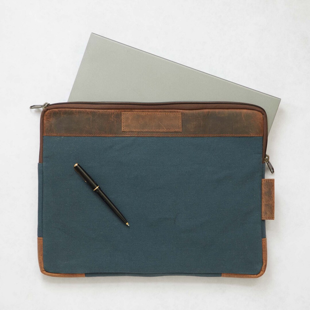 Reworked Personalised Leather & Canvas 14 Inch Laptop Case: Protective ...