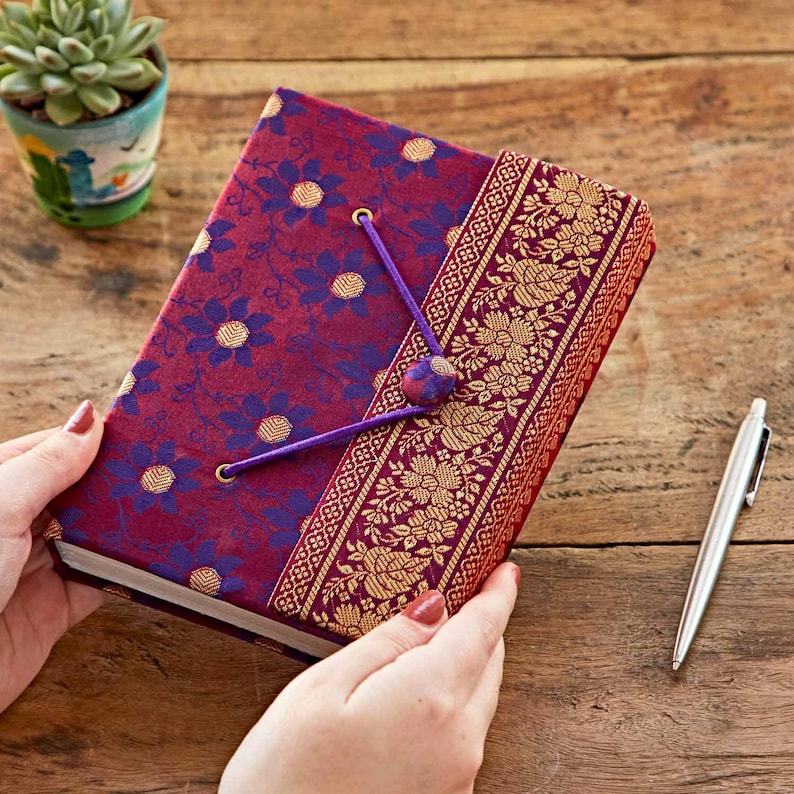 Handbound Large Sari Fabric Journal: Recycled Khadda Paper Notebook - Etsy