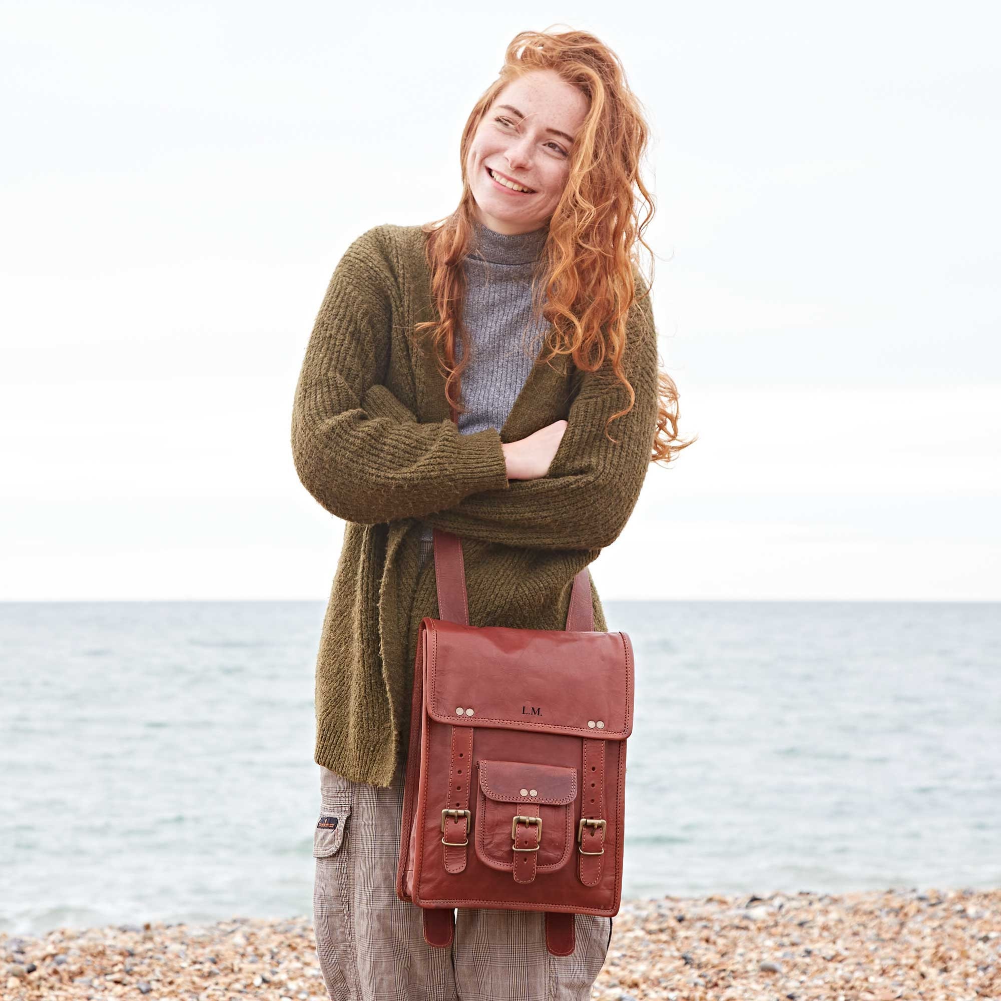 Personalised Brown Leather Satchel Style Rucksack Custom - Etsy UK