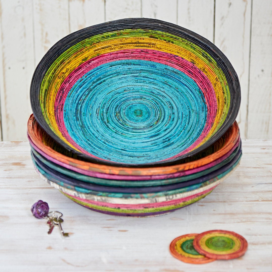 Recycled Newspaper Extra Large Bowl - Unique Bowl - Colourful Bowls ...