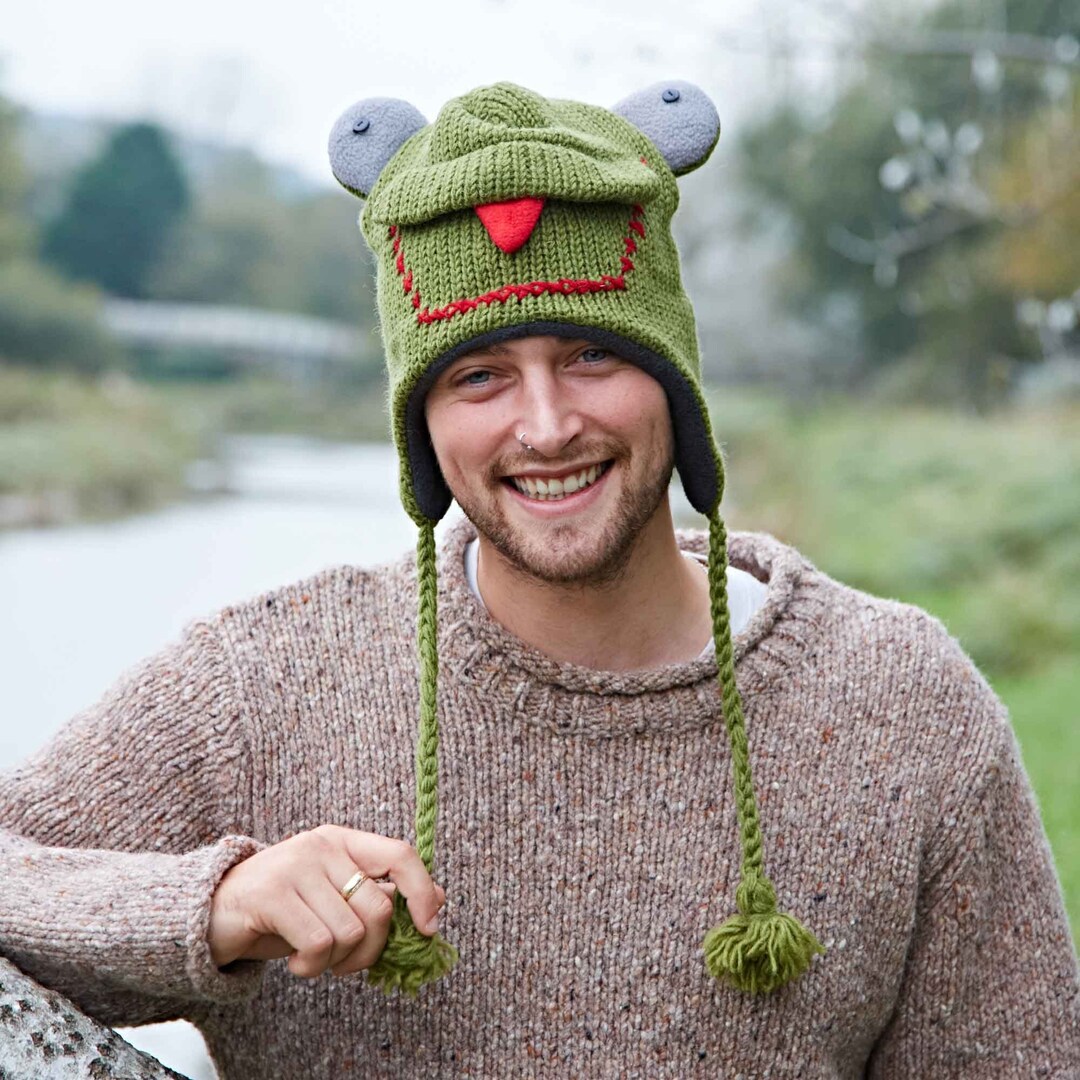 Handmade Frog Woollen Animal Hat - Woolly Hat - Animal Hats for Kids ...