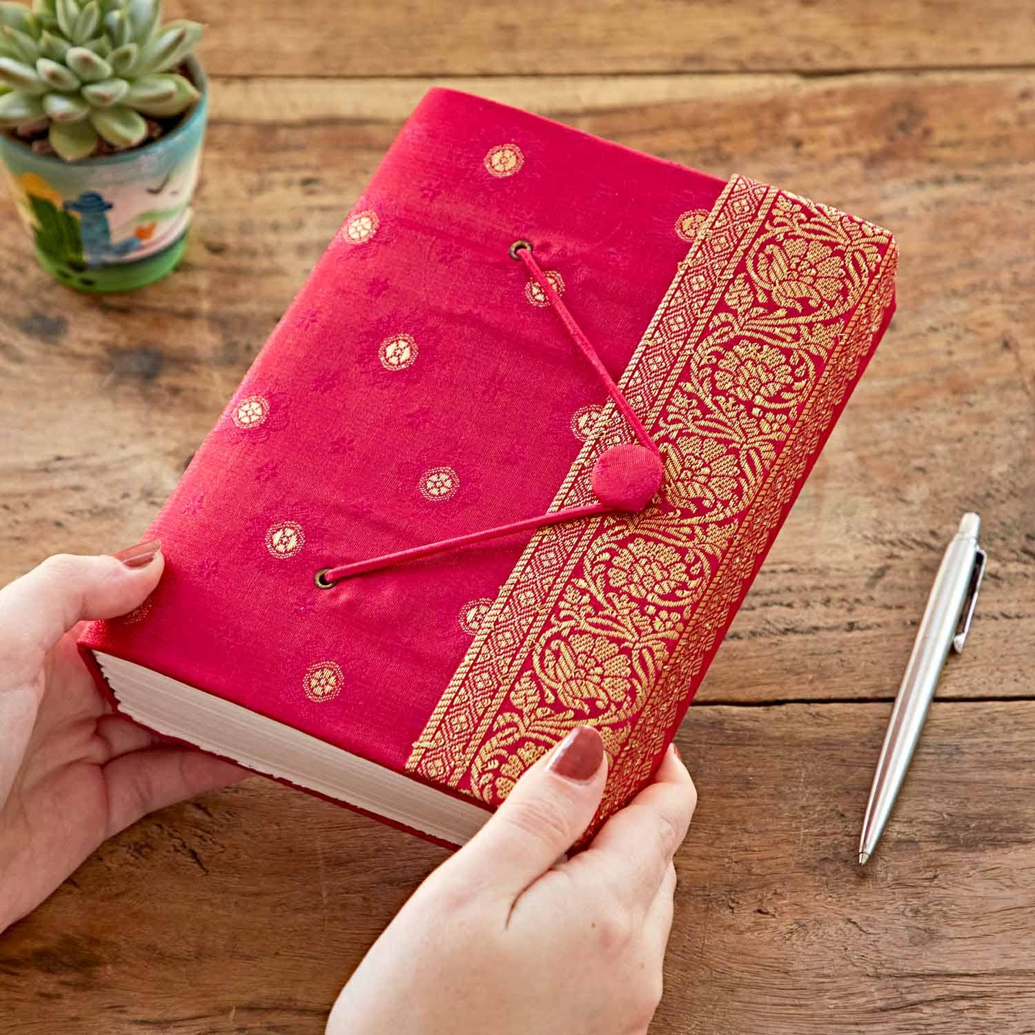 Handbound Large Sari Fabric Journal: Recycled Khadda Paper Notebook - Etsy