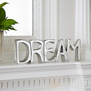 Recycled Metal DREAM Sign Free Standing Metal Letters Shelf Sign ...