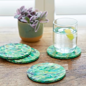 Set of 4 Recycled Plastic Round Coasters: Eco-friendly Drink Mats - Etsy