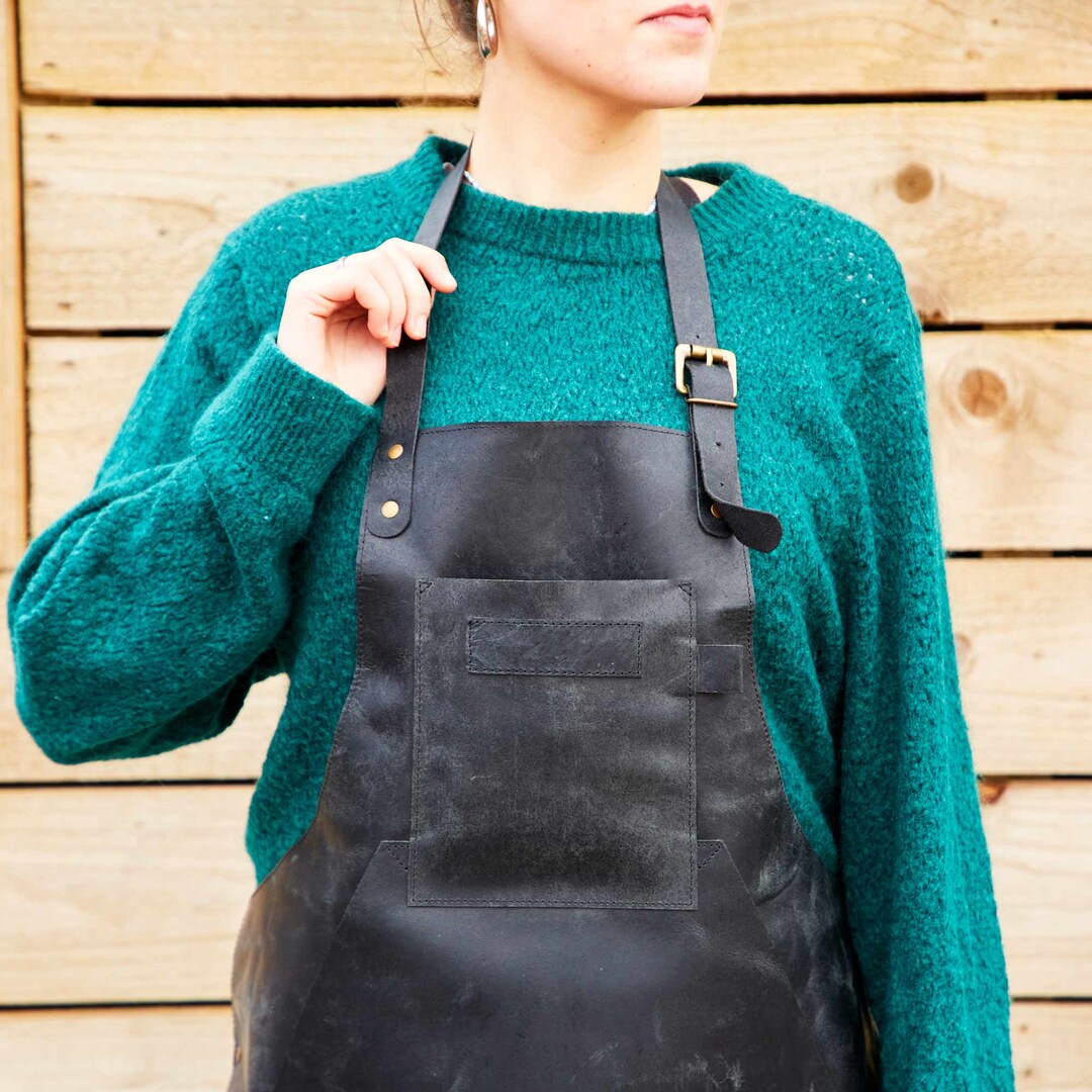 Reworked Personalised Black Buffalo Leather Apron: Craft Apron - Etsy