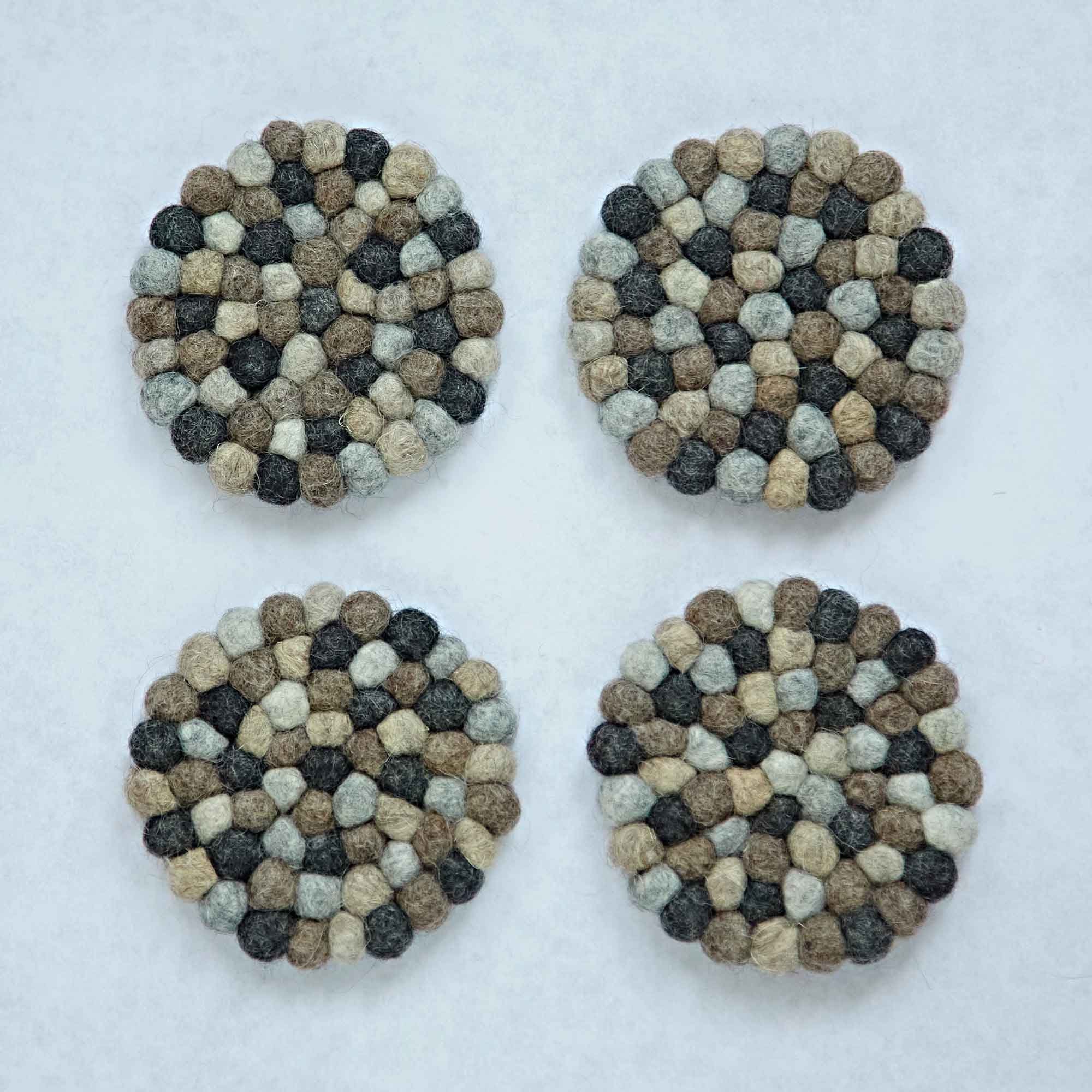 Set of 4 Handmade Felt Ball Coasters - Quirky Drink Mats - Etsy