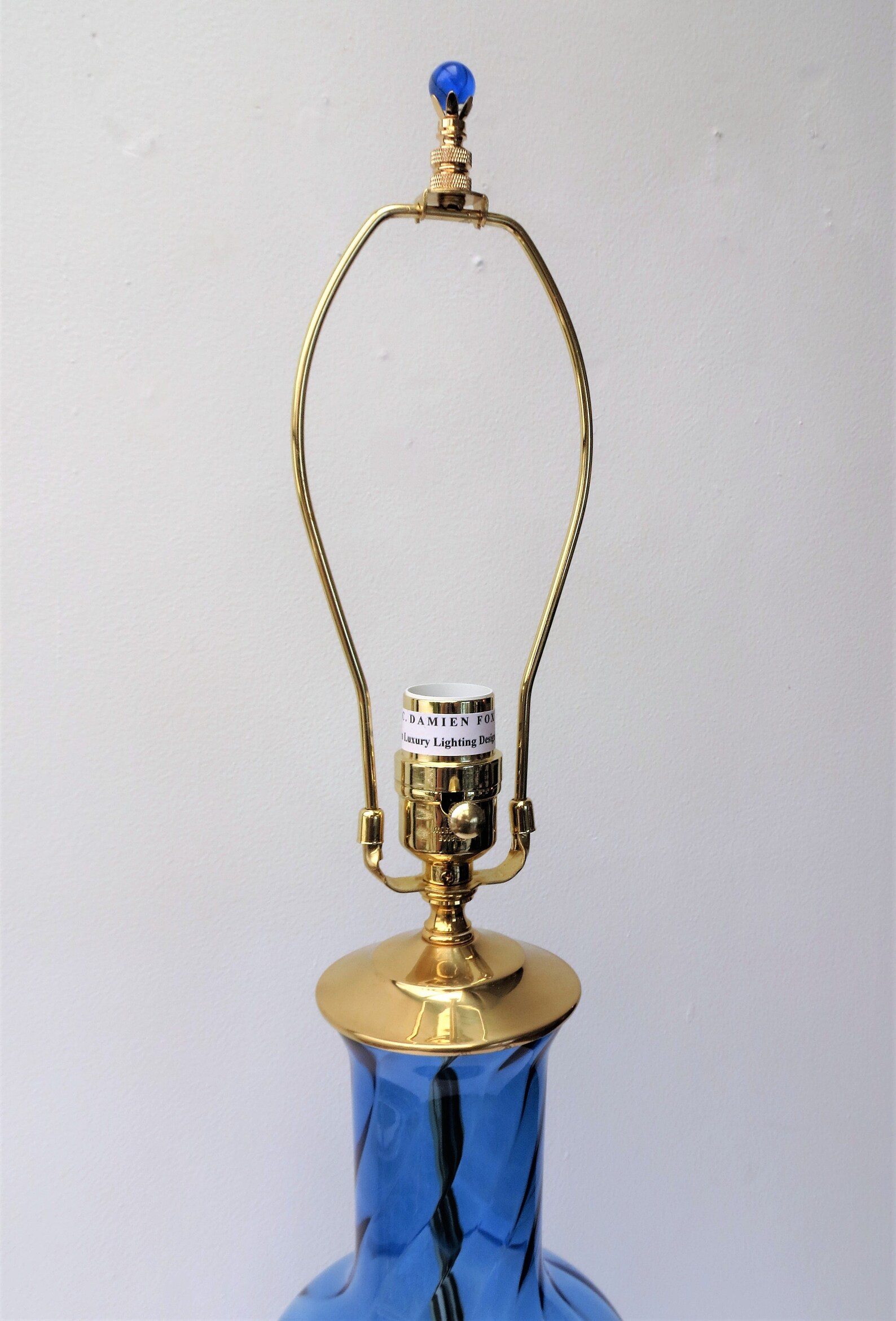 Vintage Italian Cornflower Blue Glass Lamp. - Etsy