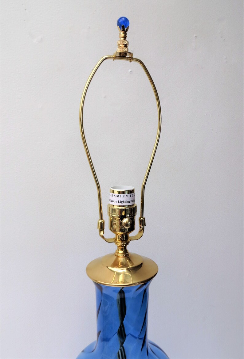 Vintage Italian Cornflower Blue Glass Lamp. - Etsy