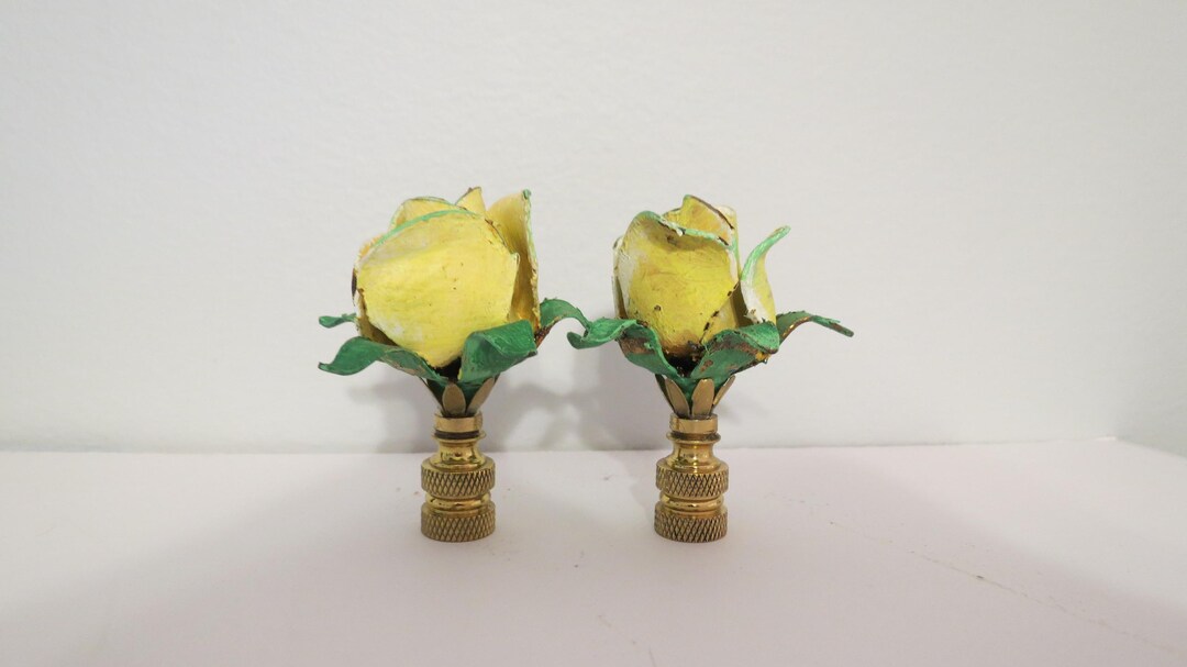 Vintage Italian Tole Rose Lamp Finial, Pale Lemon Yellow & Green, Sold ...