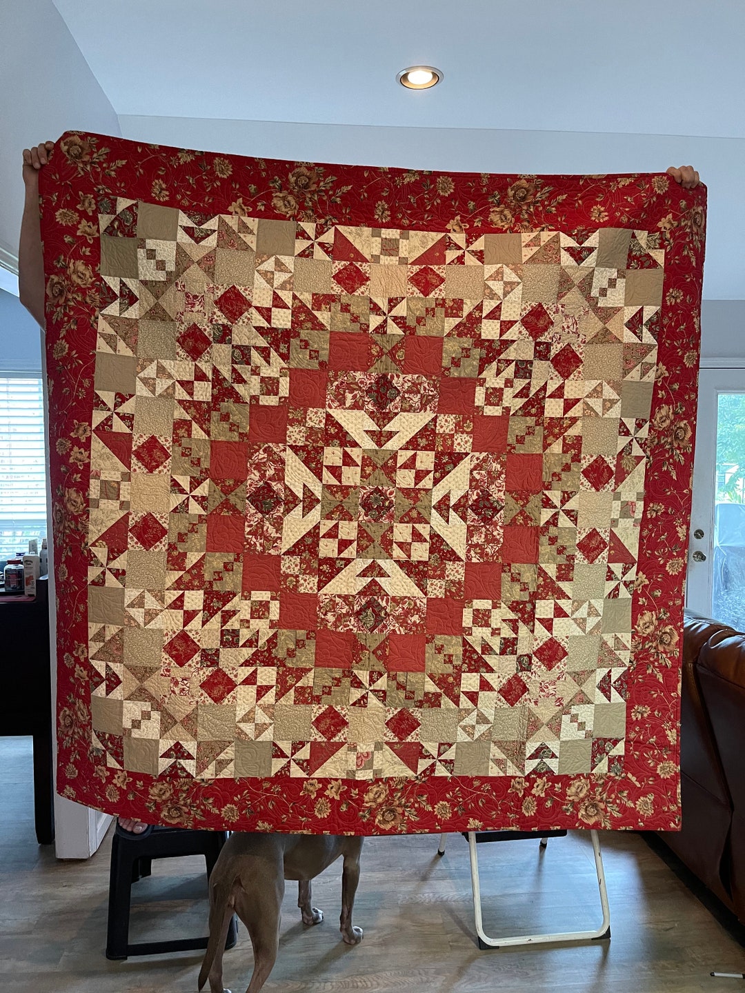 Beautiful Red and Tan Quilt - Etsy