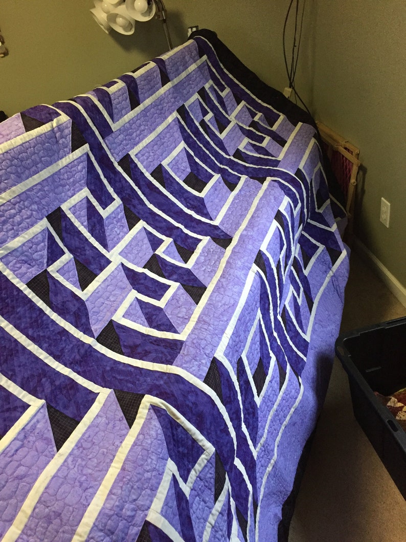 Beautiful Purple Labyrinth Quilt, Handmade - Etsy UK