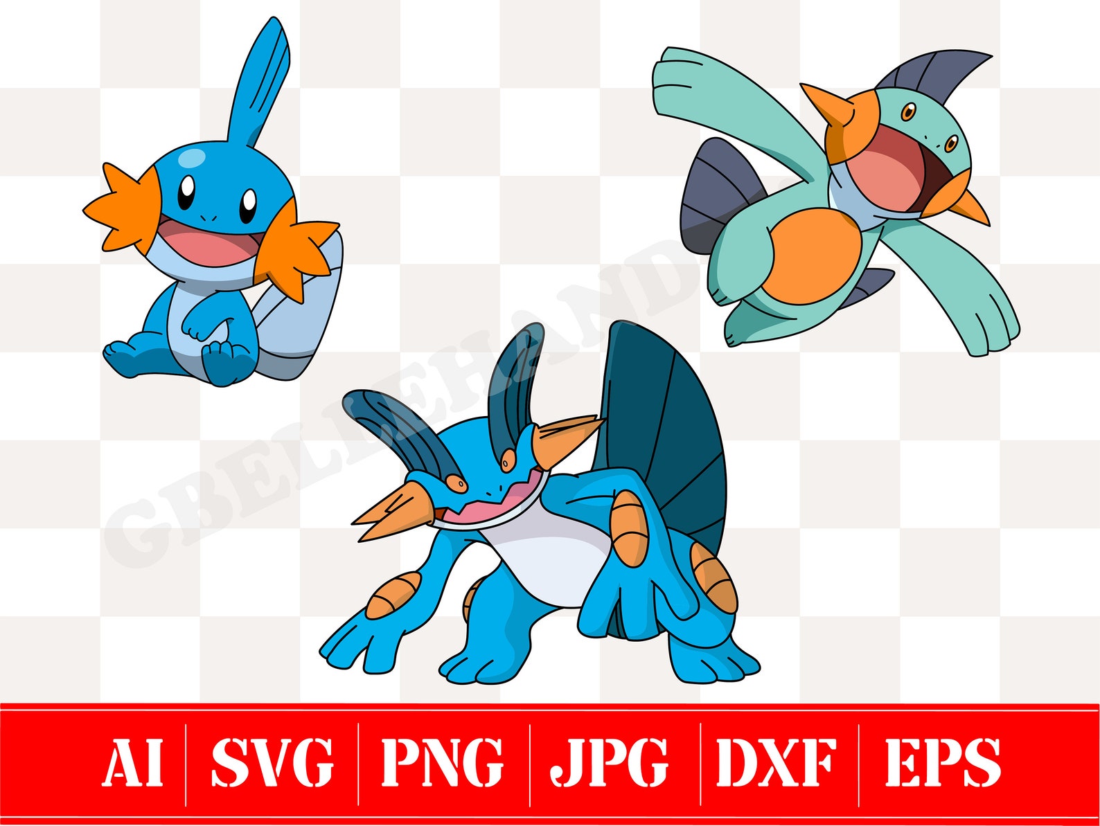 Mudkip Evolution 3 Vector Files Svg Marshtomp Svg Swampert - Etsy