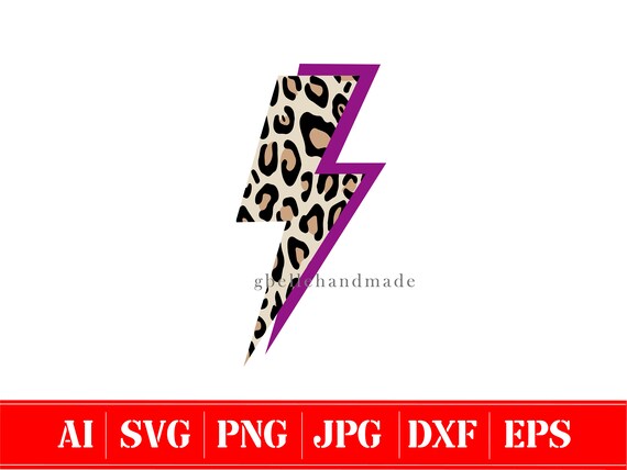 Leopard Lightning Bolt Purple Svg Cheetah Leopard Print Svg - Etsy