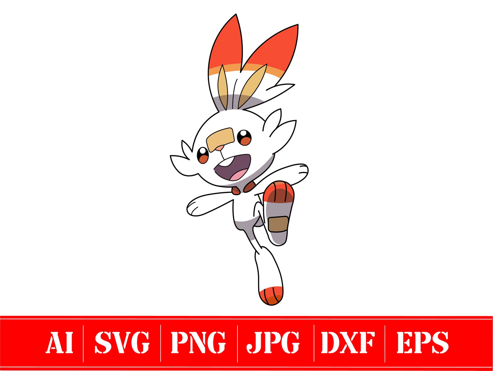 Scorbunny Vector Svg Ai Eps Jpg Png Svg Dxf Files for - Etsy Finland