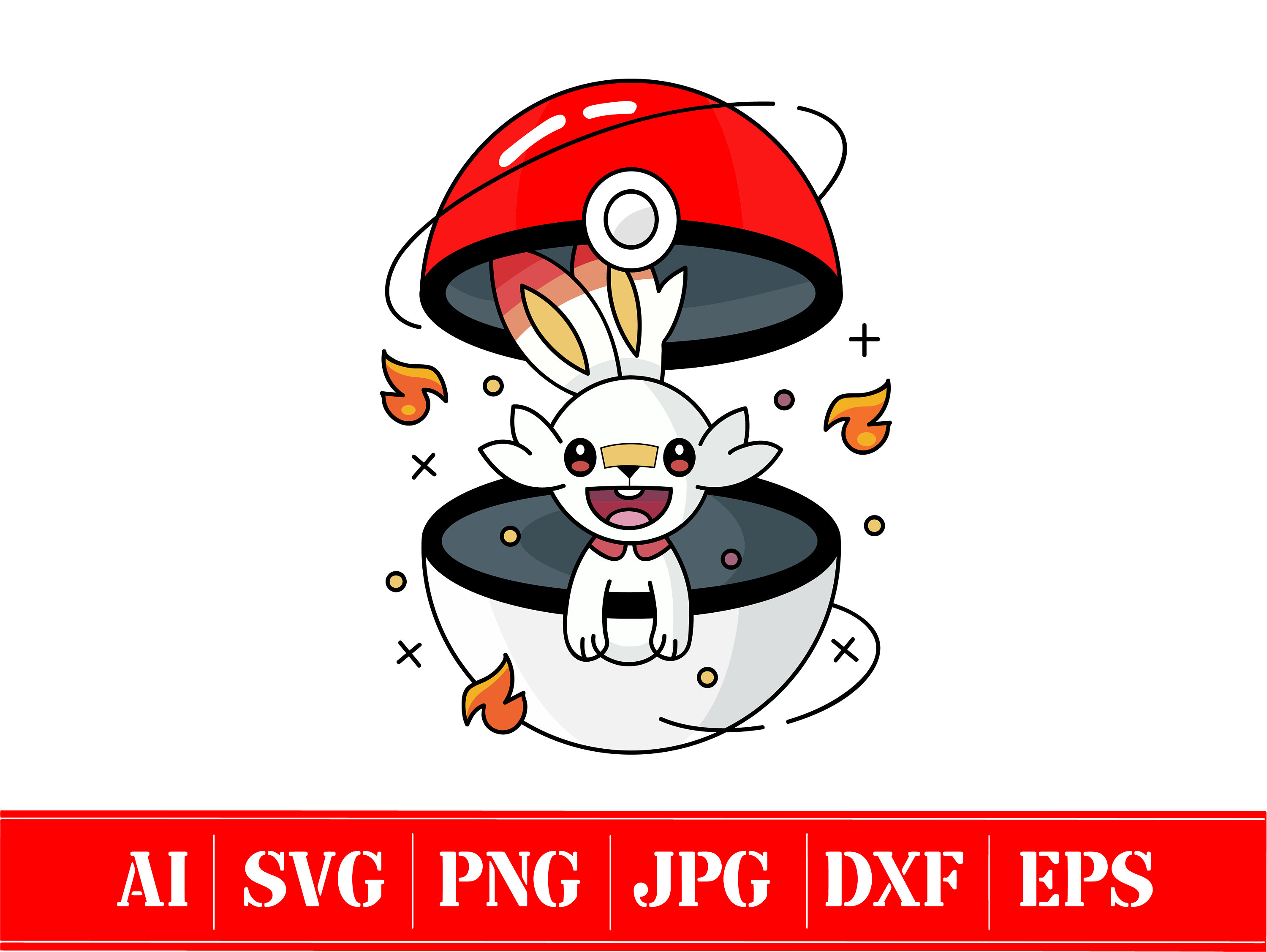 Scorbunny Vector Svg Ai Eps Jpg Png Svg Dxf Files for - Etsy UK