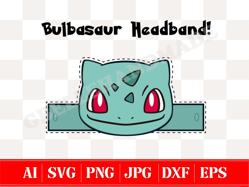 Bulbasaur Headband Vector Svg Ai Eps Jpg Png Svg Dxf - Etsy