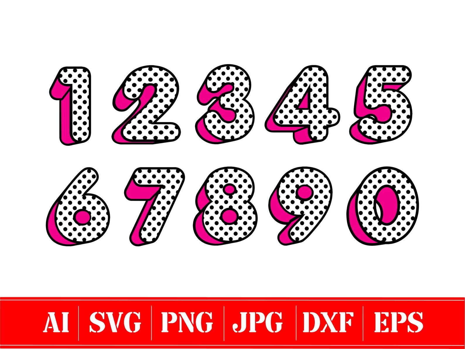 Polka Dot Numbers 0-9 Svg Dots Pattern Font Svg Ai Eps - Etsy