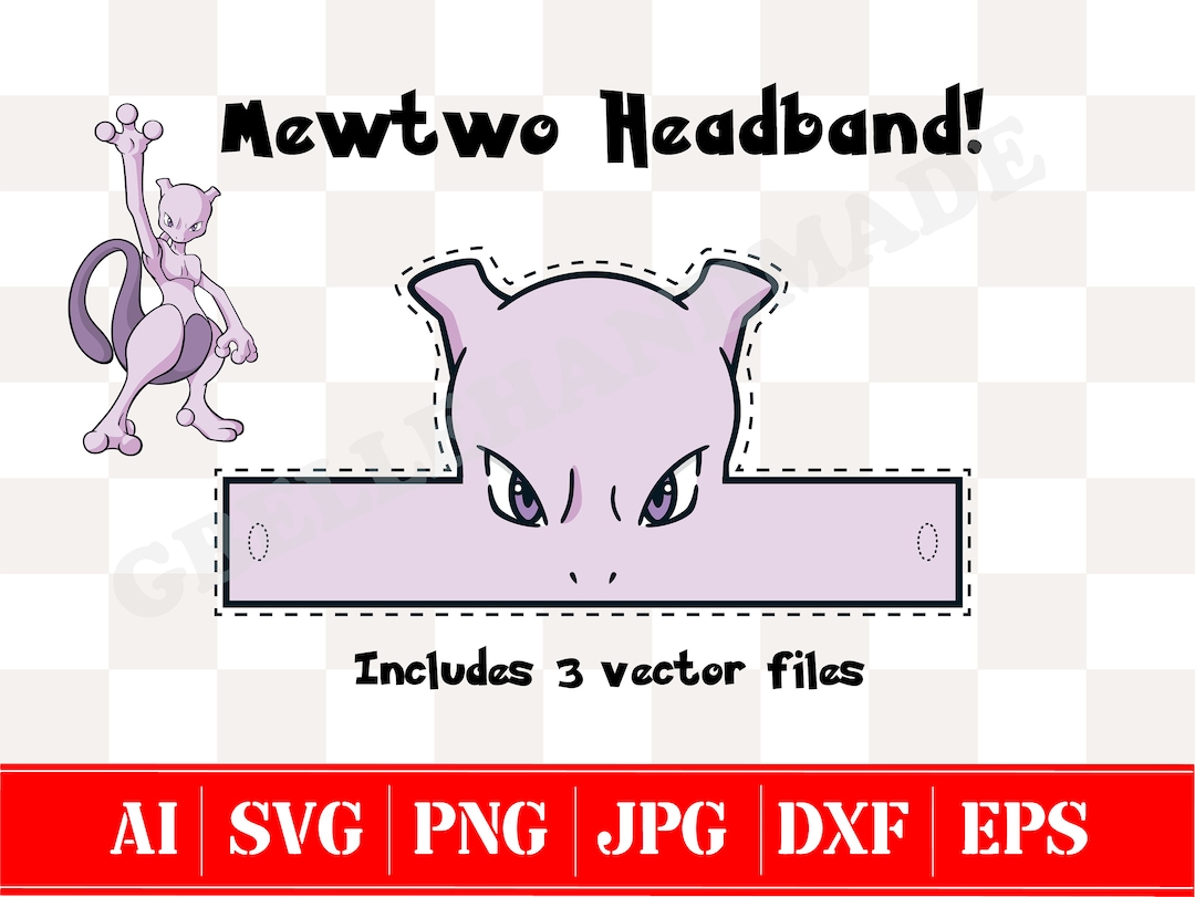 Mewtwo Headband Vector Svg Mewtwo Vector Bunddle Svg Ai, Eps, Jpg, Png ...