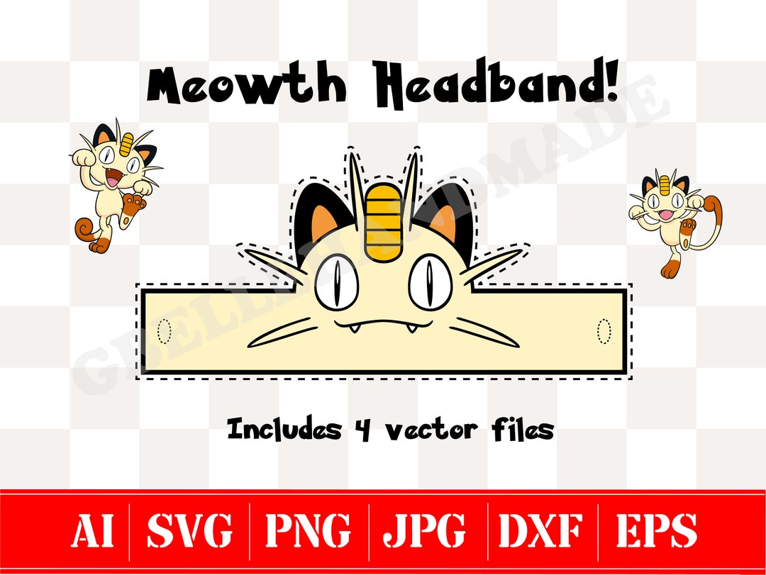 Meowth Headband Vector Svg · Meowth Vector Bunddle Svg · Ai, Eps, Jpg ...