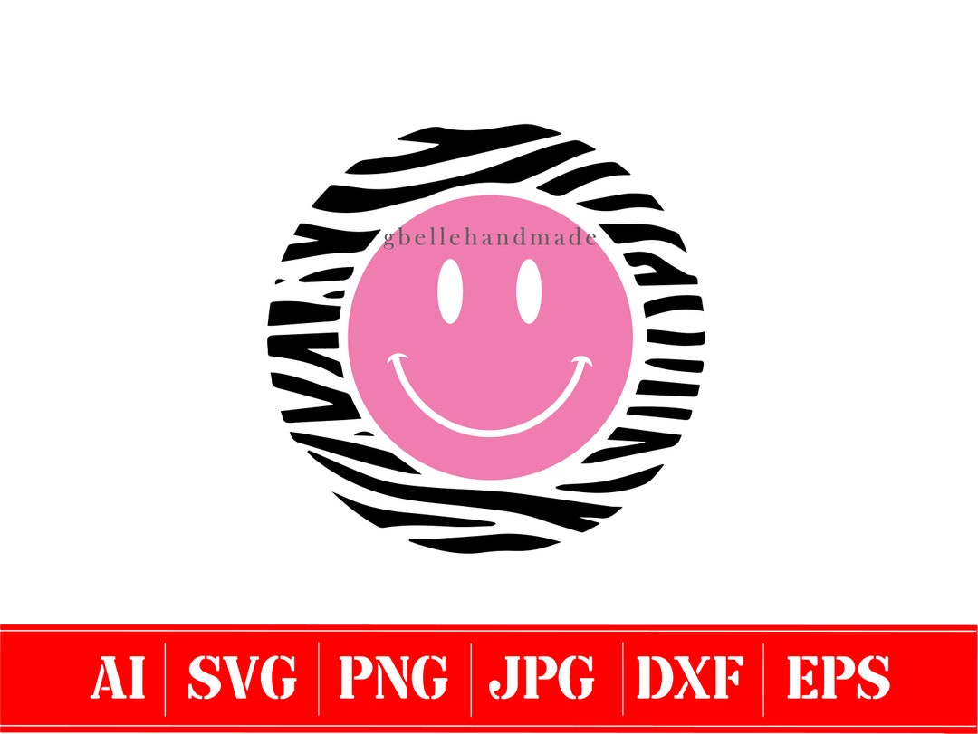 Smiley Face Zebra Print Svg Retro Smiley Svg Good Vibes - Etsy Portugal