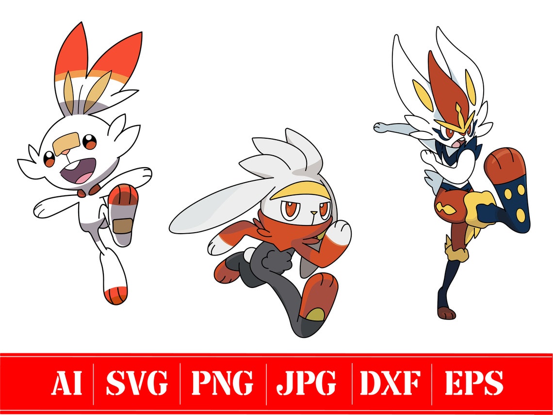 Scorbunny Evolution Vector Svg Raboot Svg Cinderace Svg - Etsy