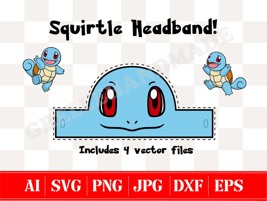 Squirtle Headband Vector Svg Squirtle Vector Bunddle Svg Ai, Eps, Jpg ...
