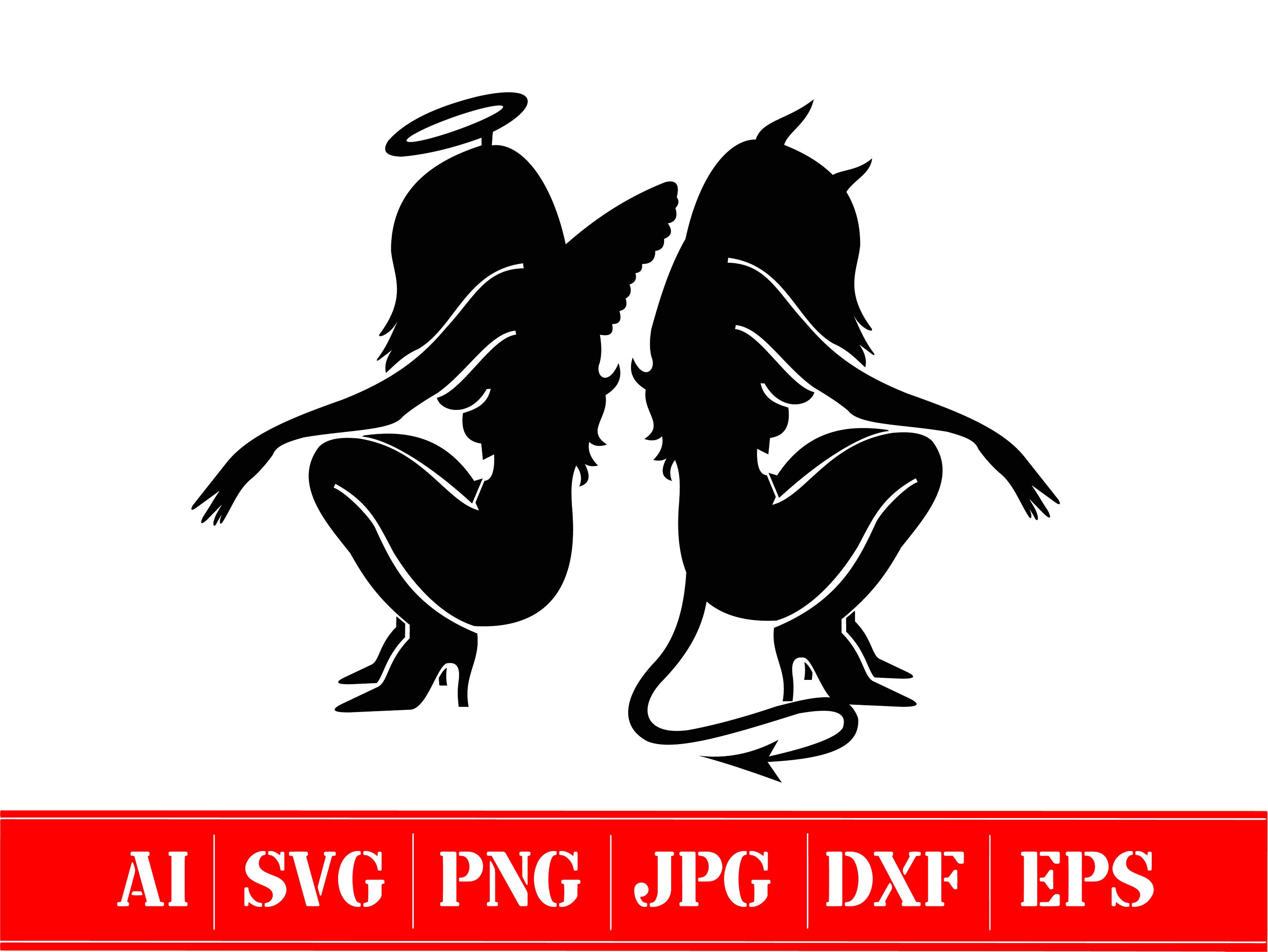 Angel and Devil Svg Sexy Angel Svg Sexy Devil Svg Ai - Etsy UK