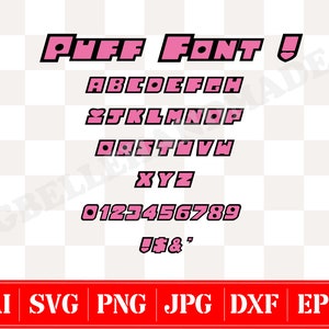 Puff Girl Font + Halo + Pink Vector Svg · Alphabet Font Svg · Ai, Eps ...