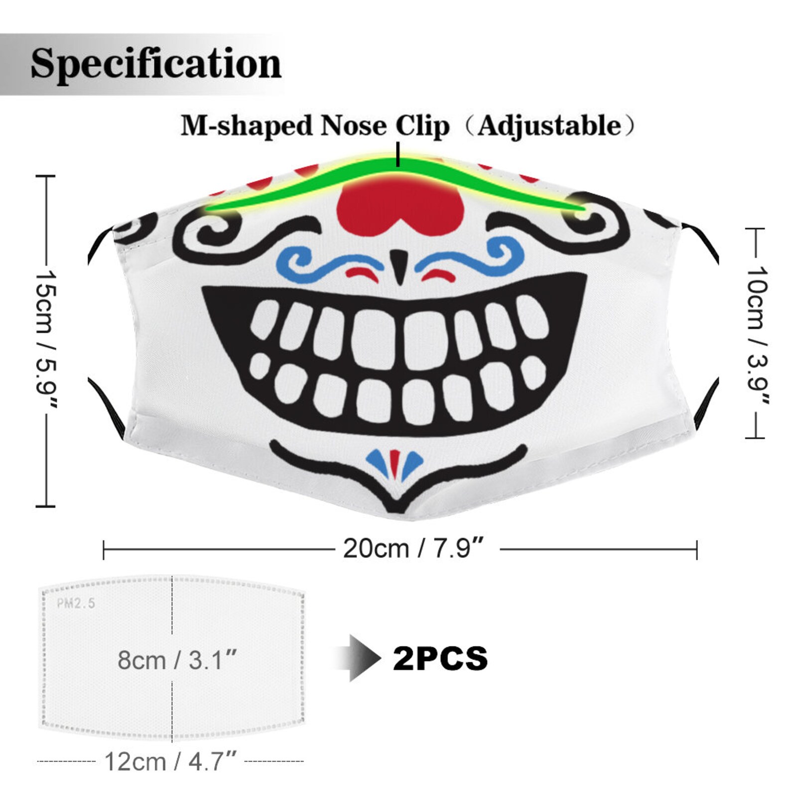 Day of the Dead Face Mask / Face Covering / Reusable Mask / Washable ...