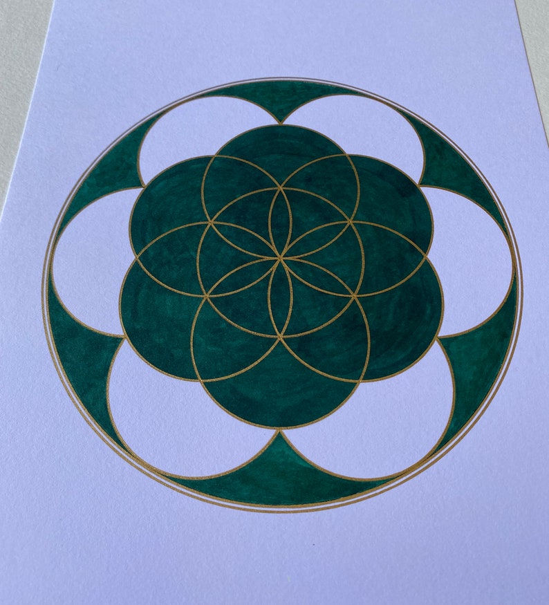 Set of 2 Sacred Geometry Drawings_seed of Life and Flower of - Etsy