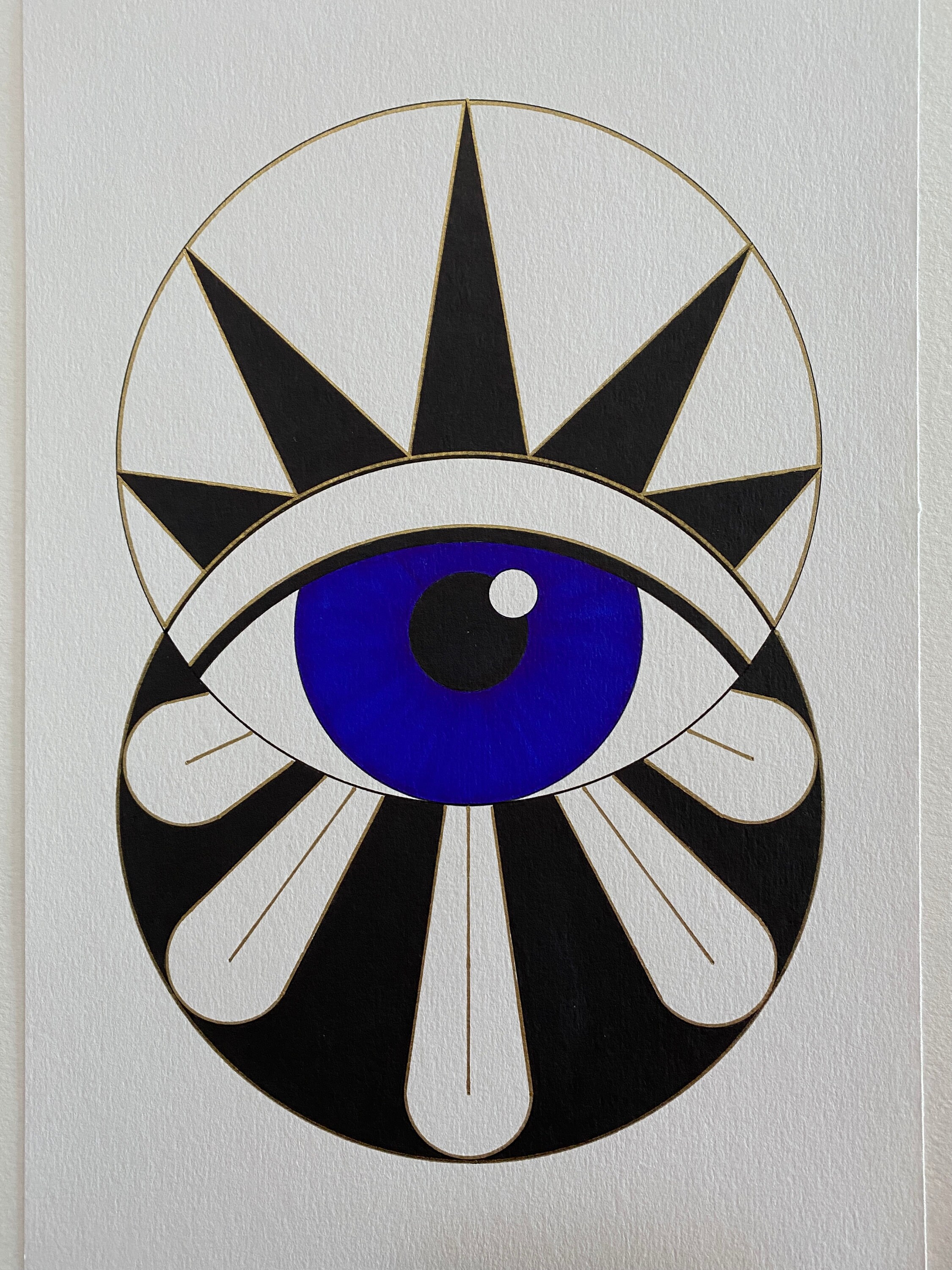 Blue Third Eye Original Ink Drawing _sacred Geometry _vesica - Etsy