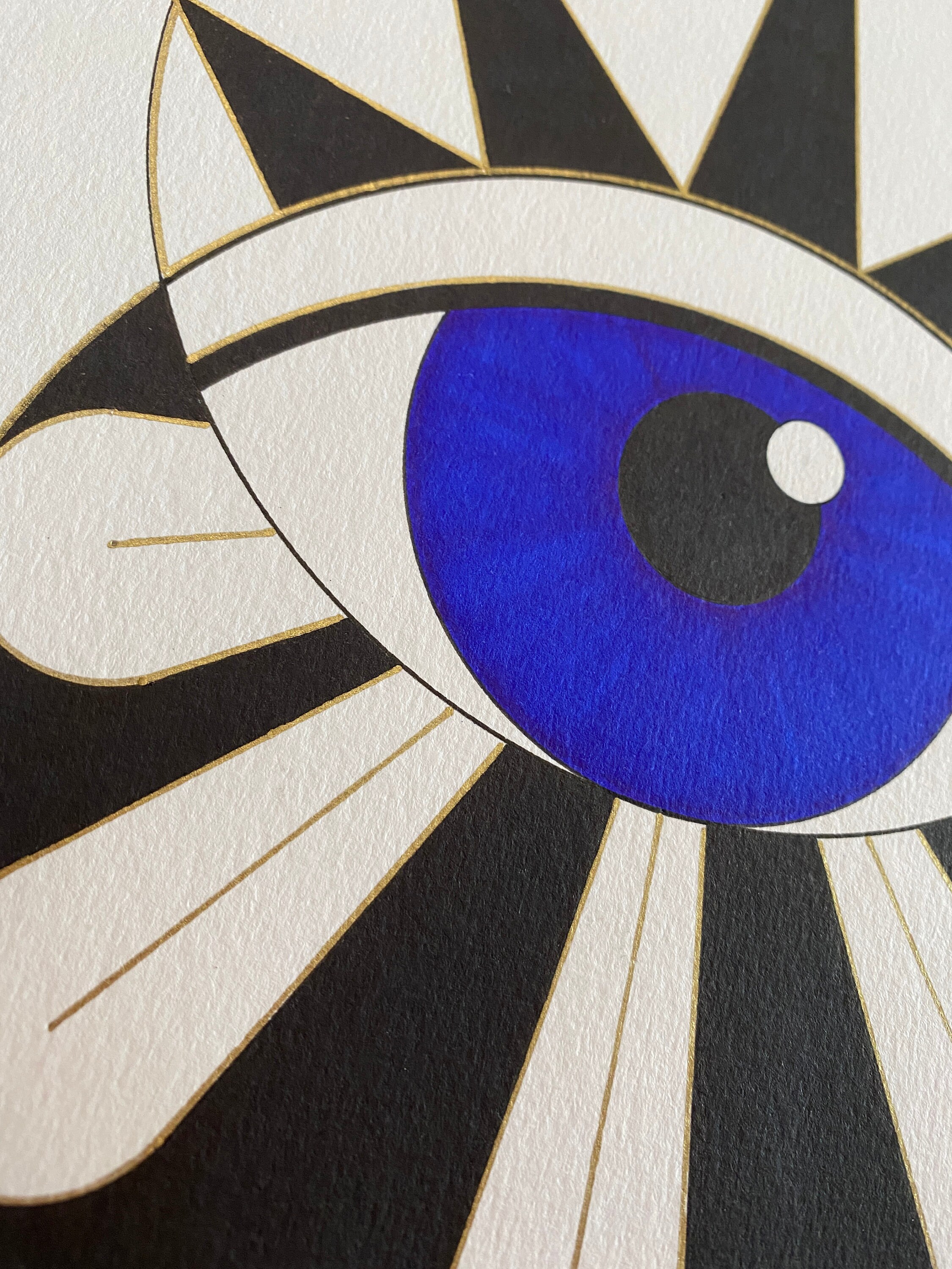 Blue Third Eye Original Ink Drawing _sacred Geometry _vesica - Etsy