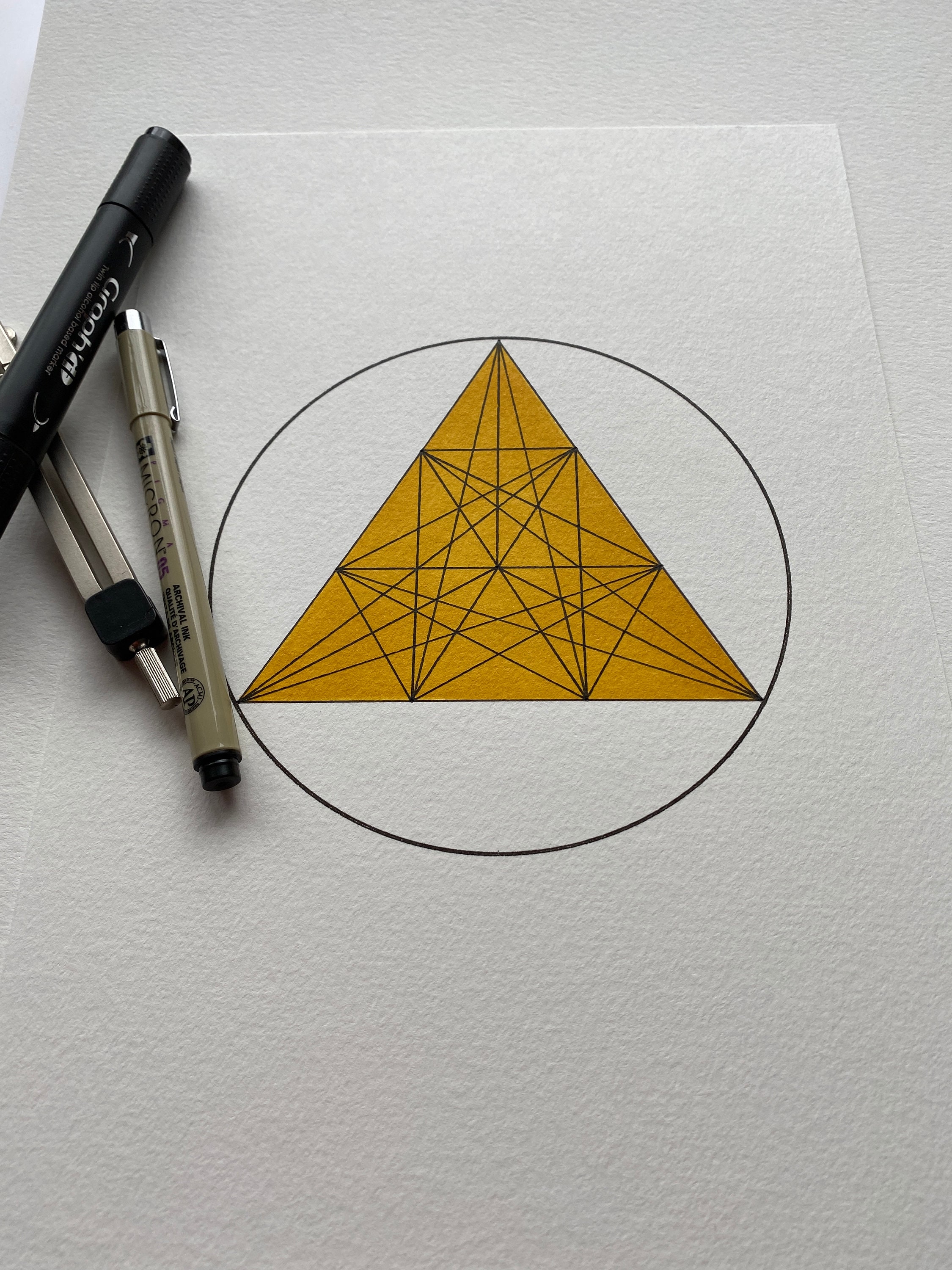 Yellow Tetraktys Sacred Geometry Drawing_pythagorean School_divine ...