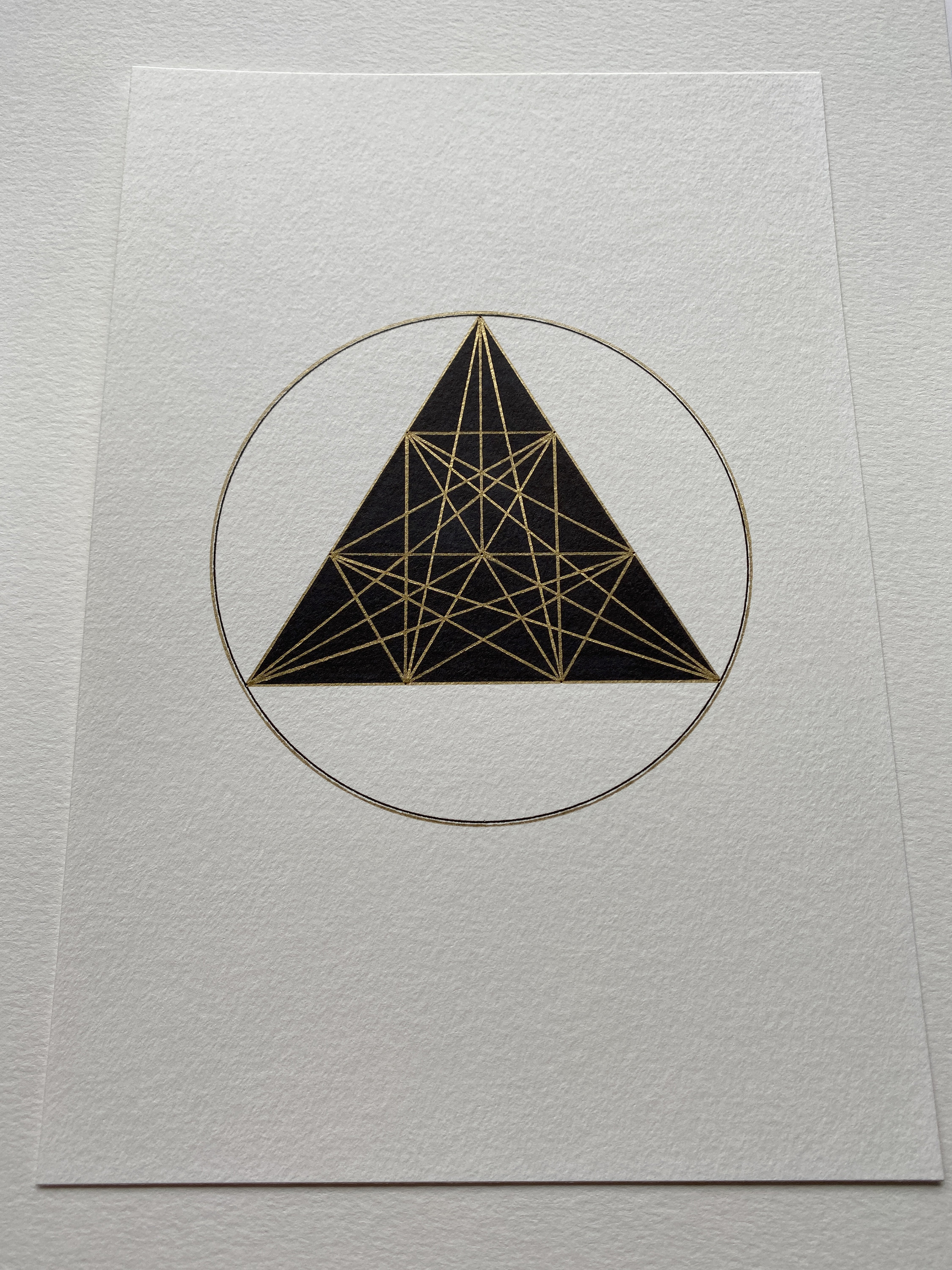 Tetraktys Black and Gold Sacred Geometry Drawing_pythagorean School ...