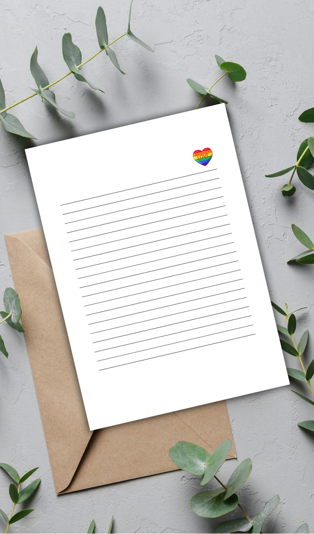 LGBT Heart 10 Printable Stationery Pages, Love is Love Paper, Lesbian ...
