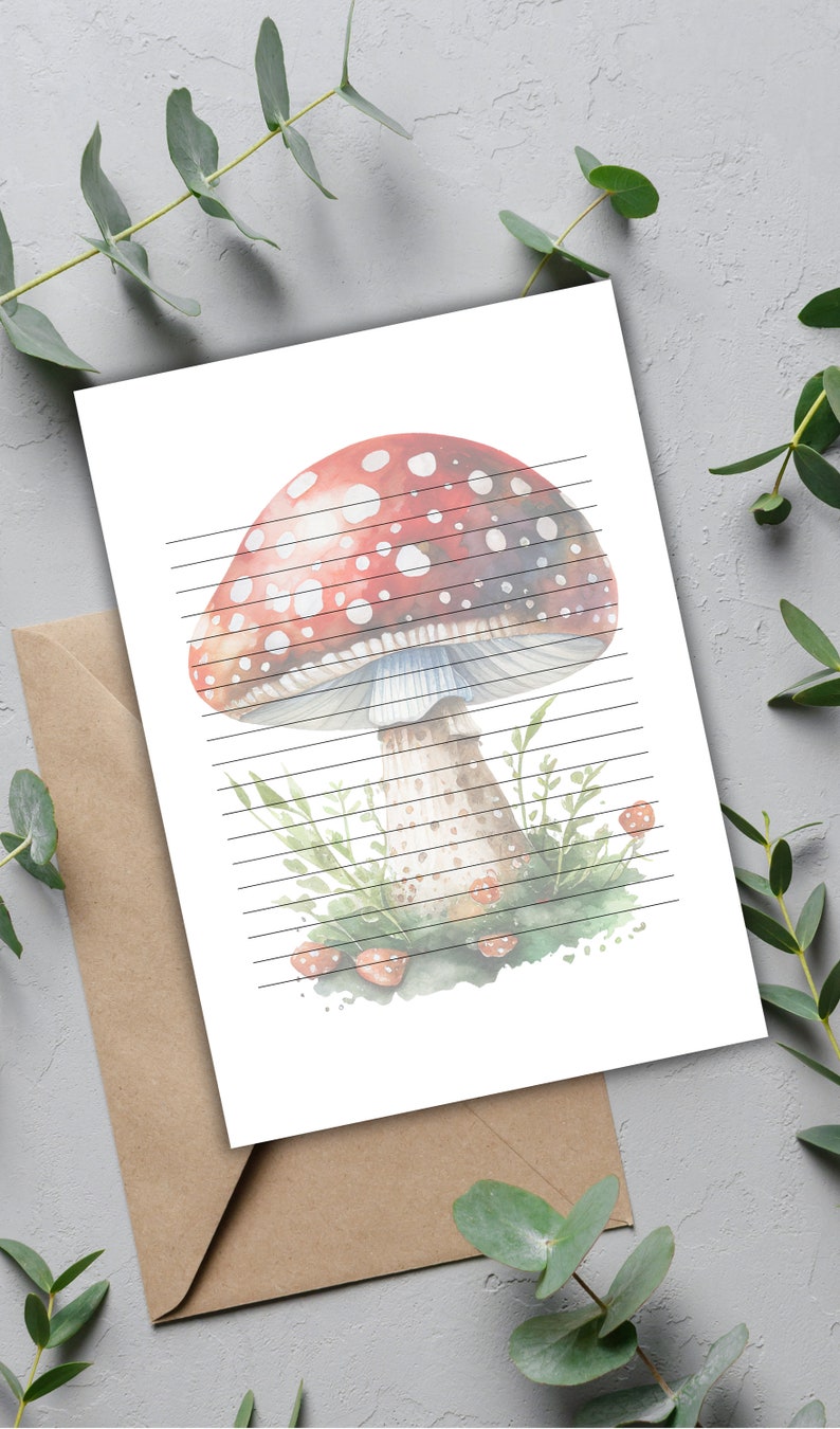 Mushroom 10 Printable Letters, Digital, Letter Writing Paper, Instant ...