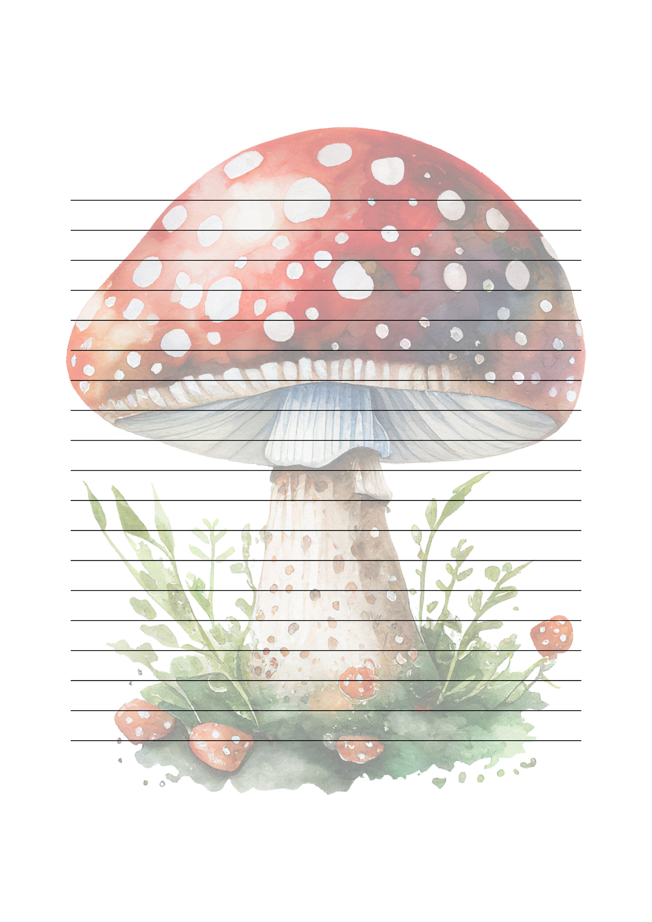 Mushroom 10 Printable Letters, Digital, Letter Writing Paper, Instant ...