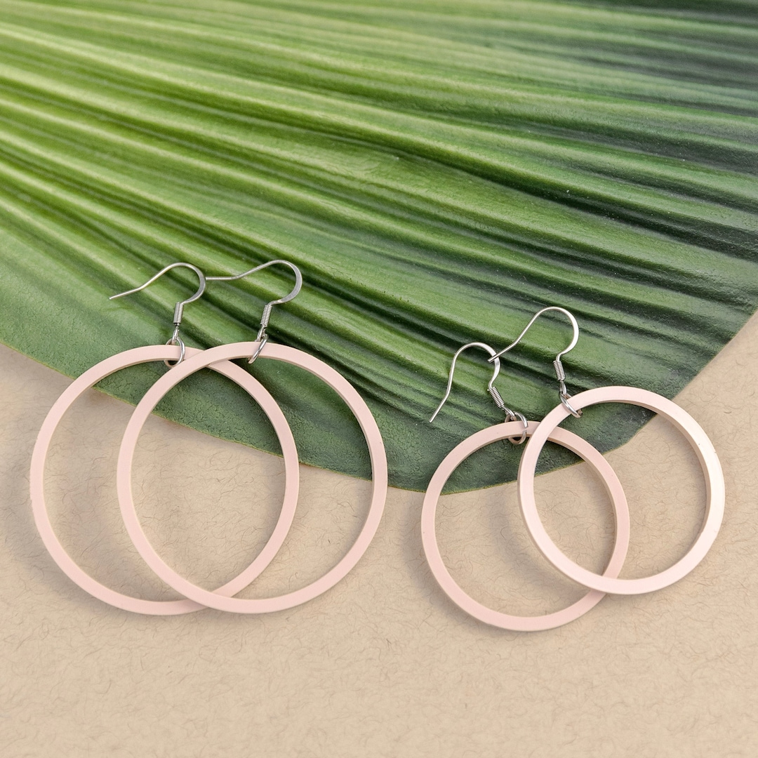 Blush Pink Acrylic Hoops/ Retro Boho 60s 70s 80s Lightweight Acrylic ...