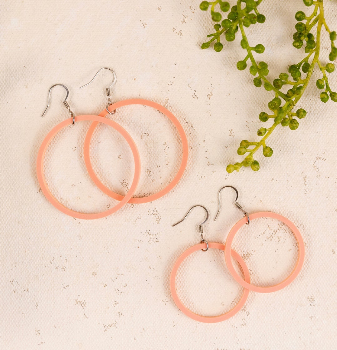 Retro Large Statement Acrylic Hoop Earrings Hoops 60s 70s 80s Vintage ...